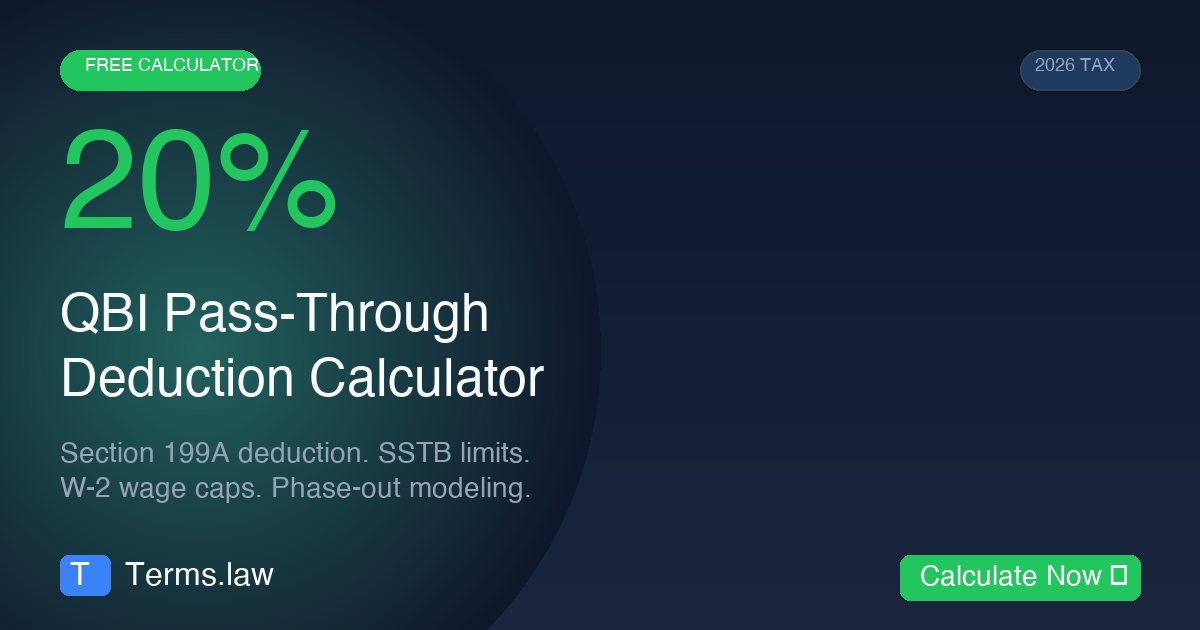 QBI Calculator 2026: Calculate Your 20% Deduction (Free, Instant)