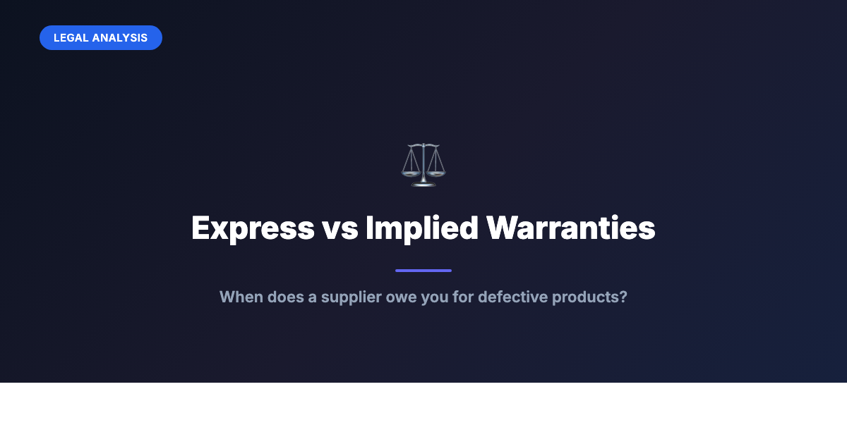 Express vs. Implied Warranties: When Does a Supplier Owe You for ...